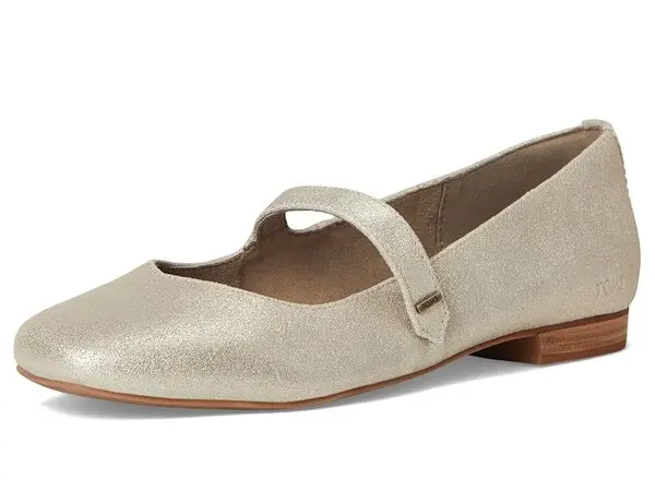 Toms Bianca Suede Mary Jane Flats - Silver