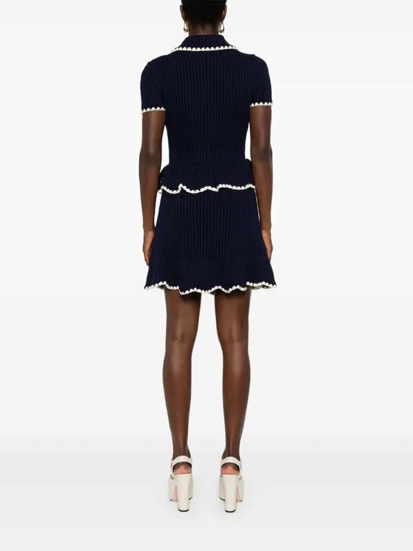 Self-Portrait Crochet Flared Mini Dress In Blue - 66% Off | Editorialist