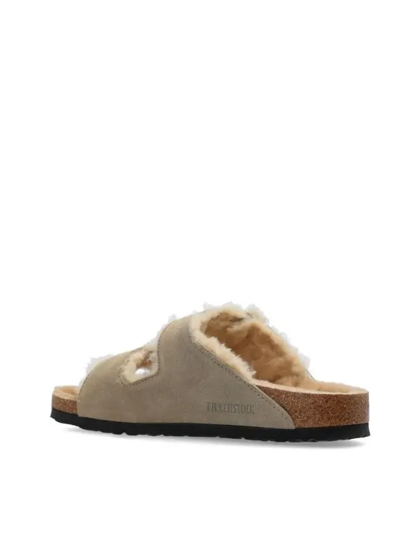 BIRKENSTOCK Arizona Shearling Slides - Neutrals