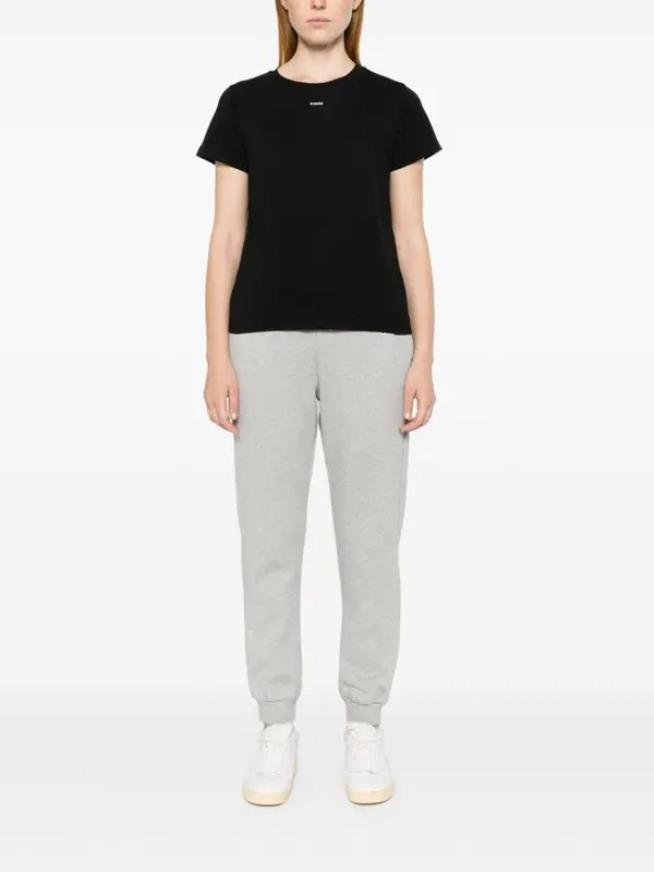 Pinko Short-sleeved Cotton Jersey T-shirt With Mini Logo - Black