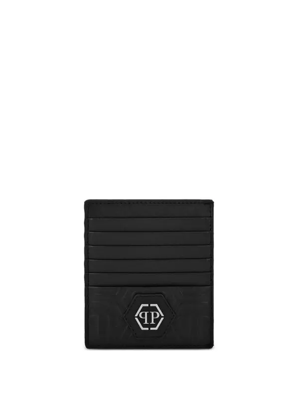 Philipp Plein Monogram Leather Cardholder - Black