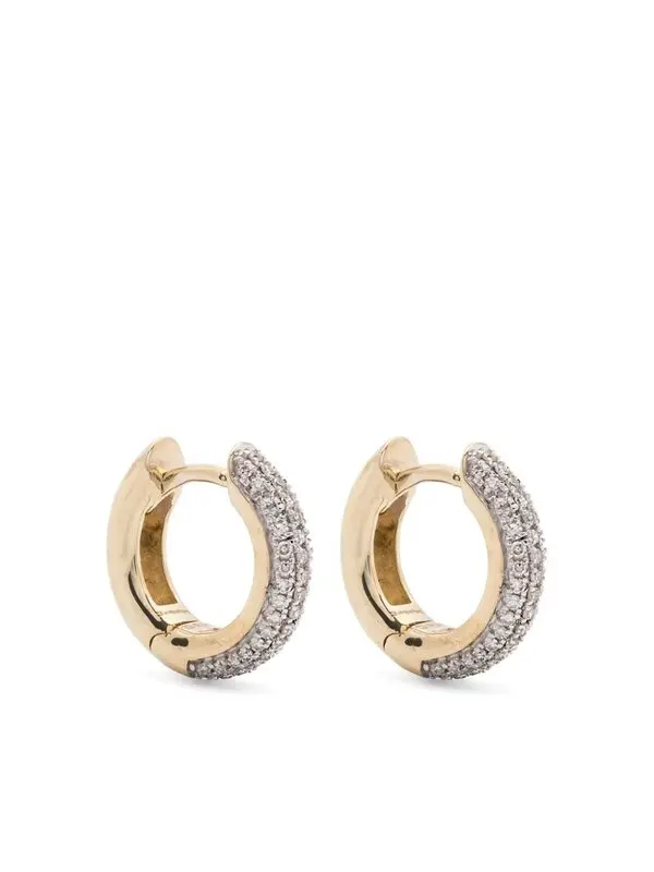 OTIUMBERG 9kt Yellow Diamond Huggie Hoop Earrings - Gold