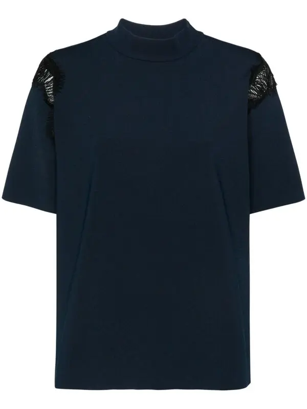 Stella McCartney Lace-inserts High-neck T-shirt