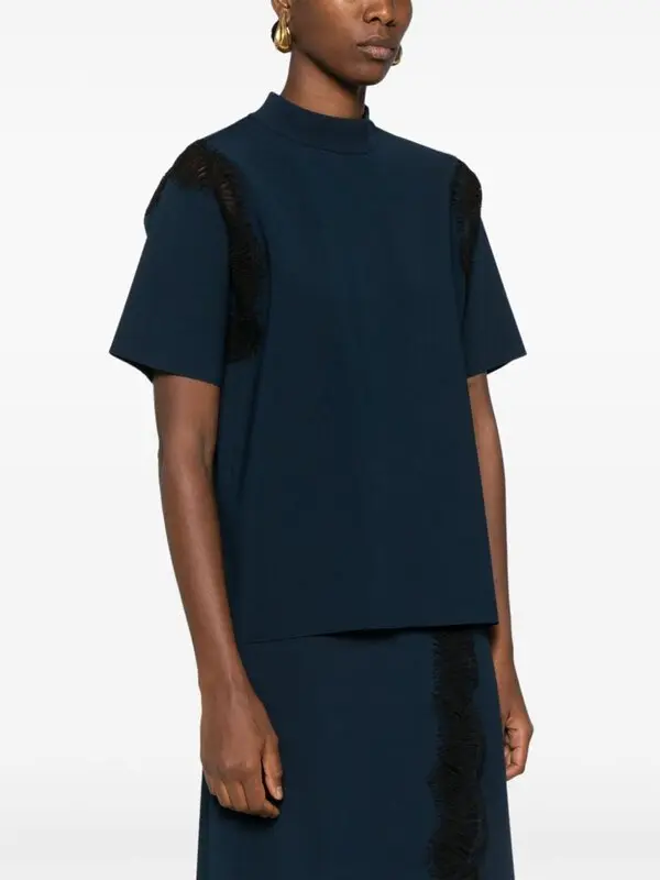 Stella McCartney Lace-inserts High-neck T-shirt