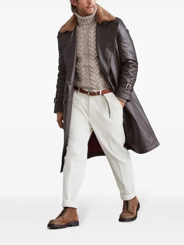 Brunello Cucinelli Cashmere Cable Knit Turtleneck Sweater