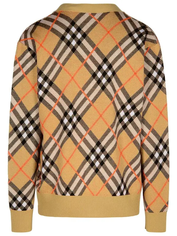 Burberry Check Wool Cardigan - Beige
