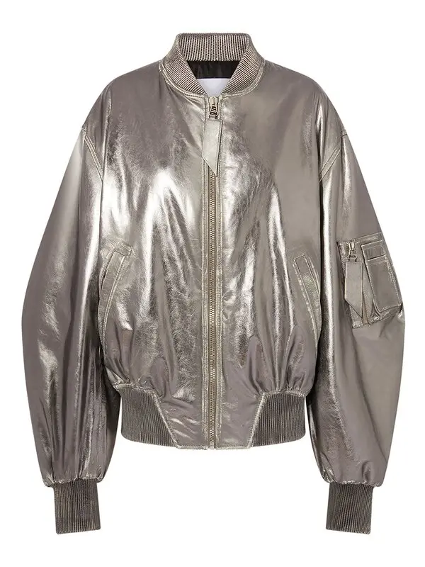 Attico Mirrored Leather Bomber Jacket