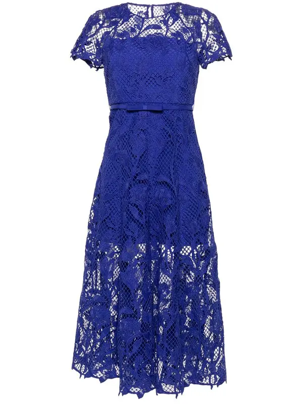 Self-Portrait Cobalt Lace Midi Dress - Blue | Editorialist
