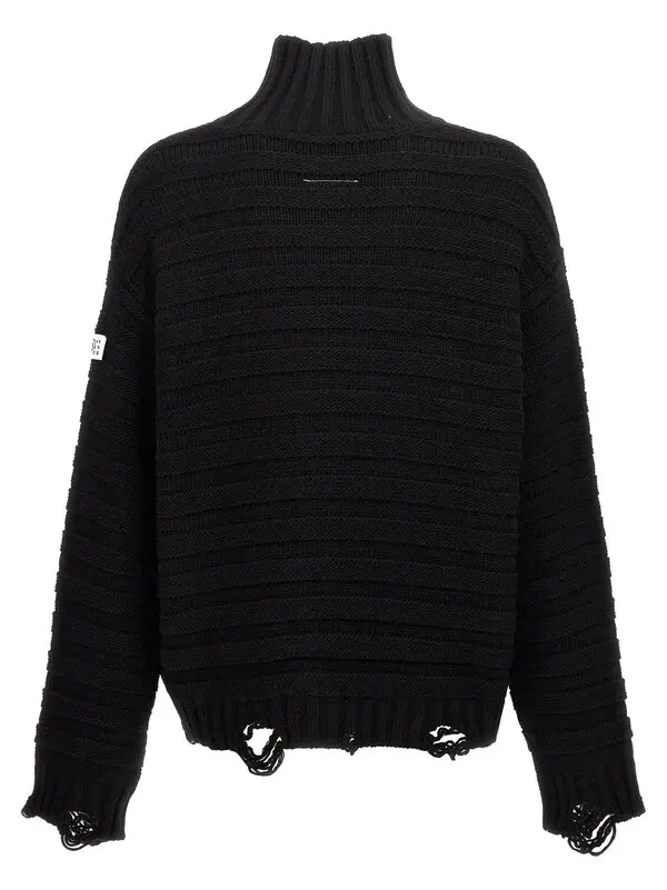 Maison Margiela Destroyed Ribbed Sweater Black 23% Off