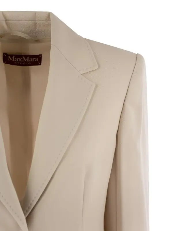 Max Mara Magma Single Breasted Blazer In Wool Satin Crepe