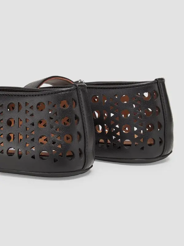 Alaïa Laser-cut Leather Ballerina Flats - Noir