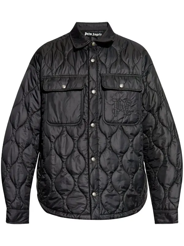 Palm Angels Embroidered-logo Quilted Jacket - Black