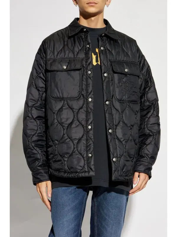 Palm Angels Embroidered-logo Quilted Jacket - Black