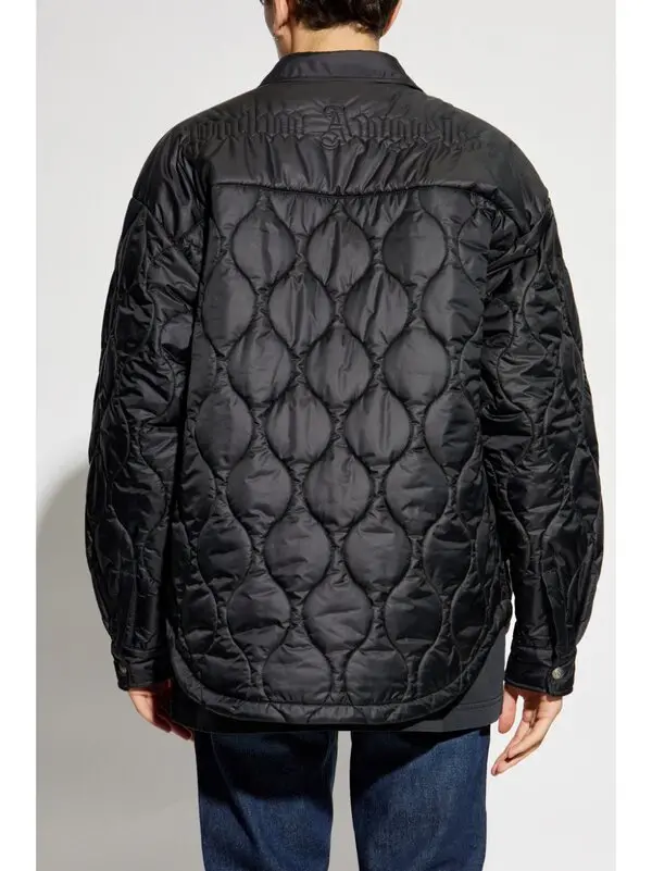 Palm Angels Embroidered-logo Quilted Jacket - Black