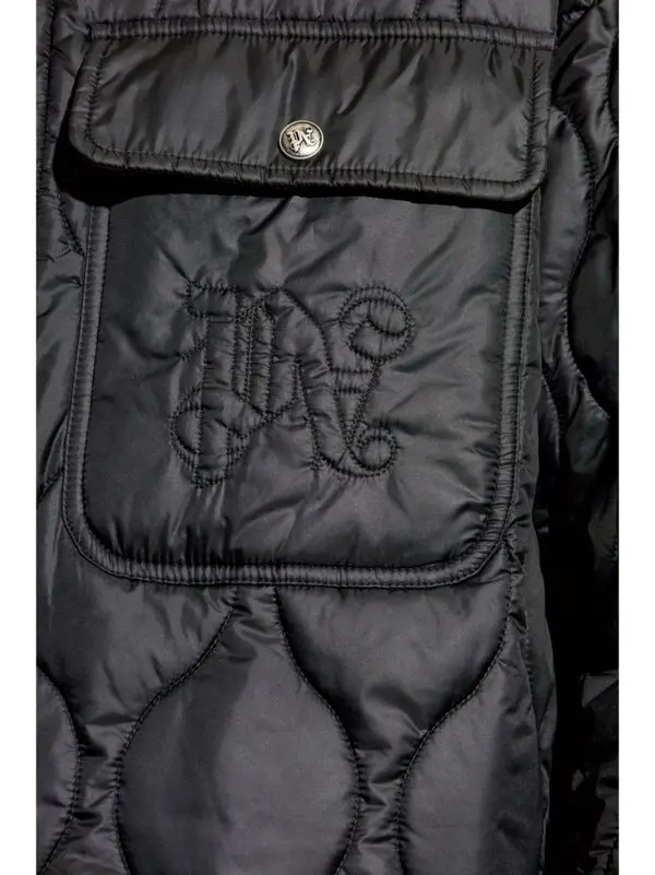 Palm Angels Embroidered-logo Quilted Jacket - Black