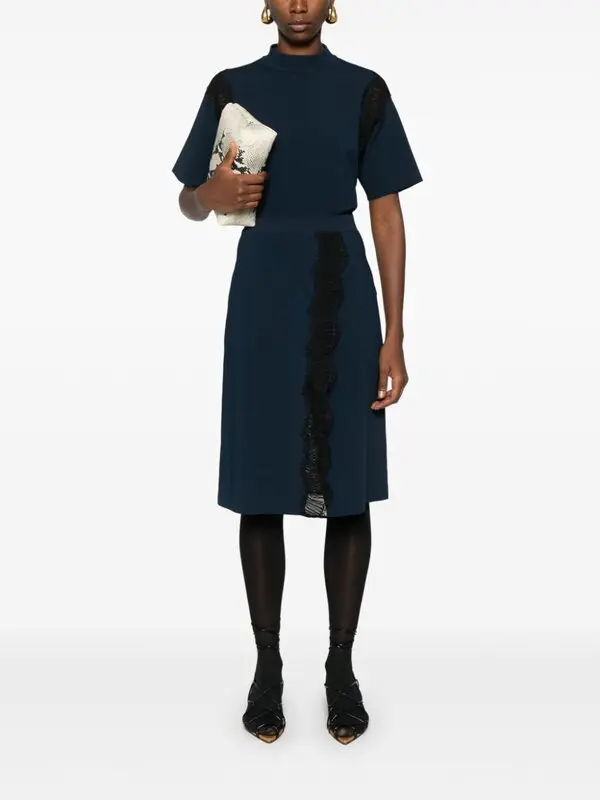 Stella McCartney Lace-insert Mid-rise Midi Skirt
