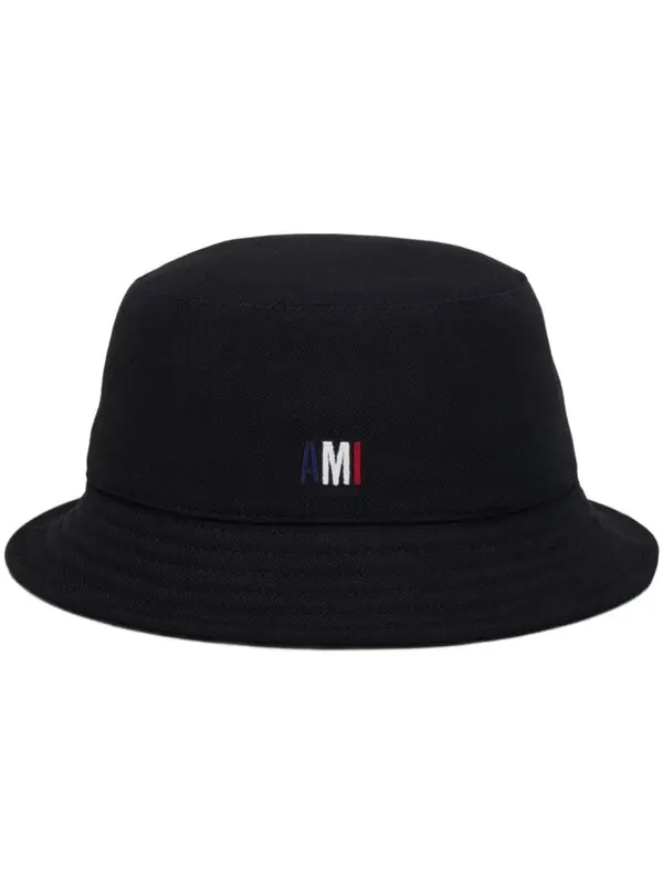 Ami Embroidered Logo Bucket Hat - Black