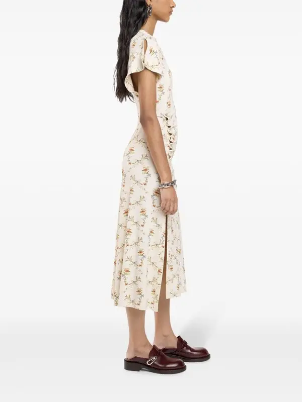 Rabanne Floral-print Ruched Midi Dress