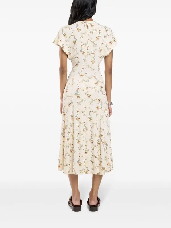 Rabanne Floral-print Ruched Midi Dress