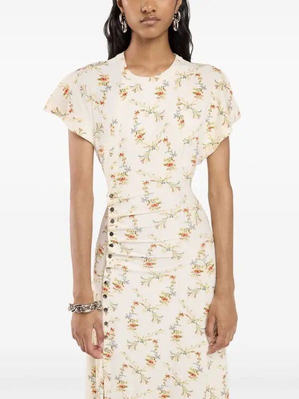 Rabanne Floral-print Ruched Midi Dress