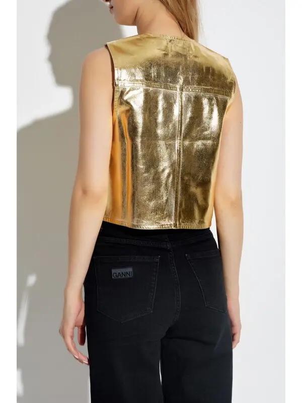 GANNI Metallic Organic Cotton Vest