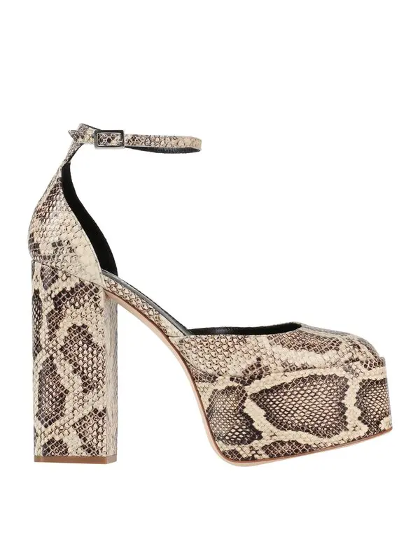 Paris Texas Leather Pumps With Snakeskin Print And Buckle Fastening
