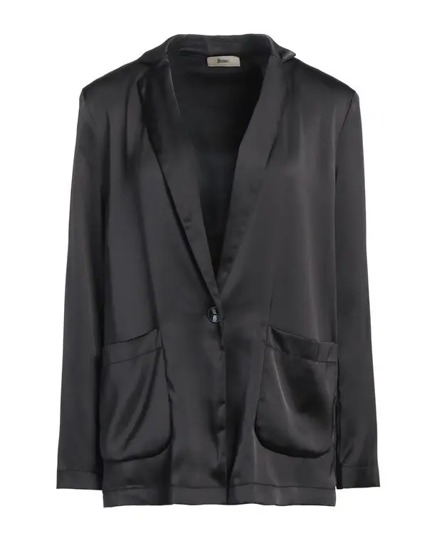 Herno Single-breasted Satin Blazer - Black