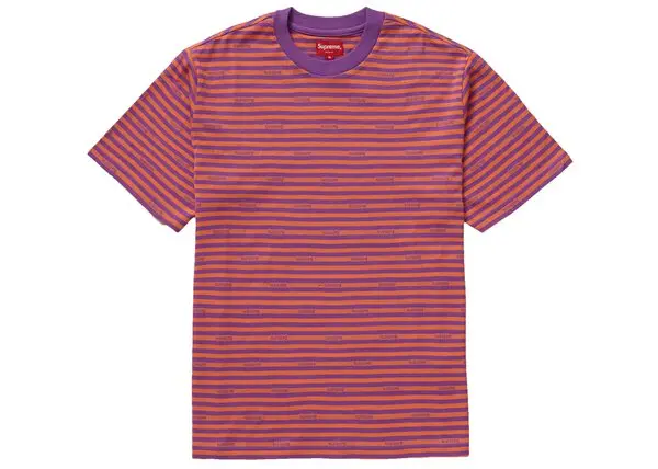 Supreme Logo Stripe Short Sleeve Top - Purple