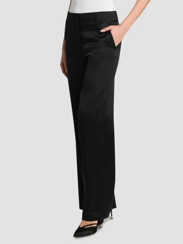 Giorgio Armani Silk Straight-leg Pants - Black