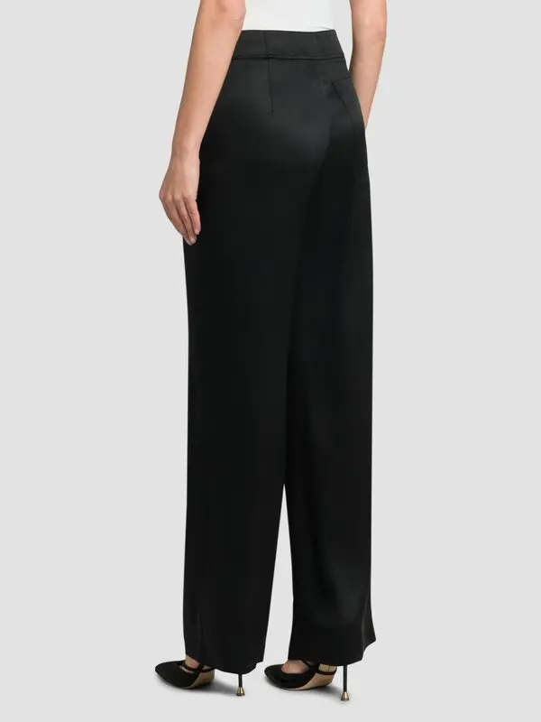 Giorgio Armani Silk Straight-leg Pants - Black
