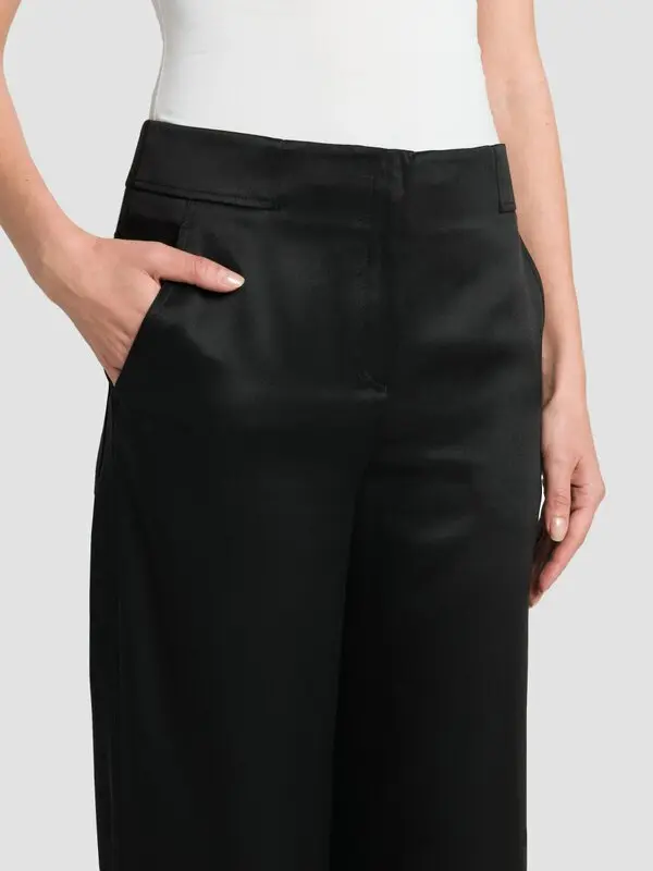 Giorgio Armani Silk Straight-leg Pants - Black