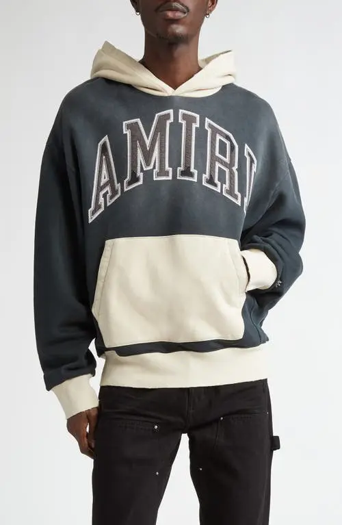 Amiri Oversized Logo Colorblock Hoodie - Black | Editorialist
