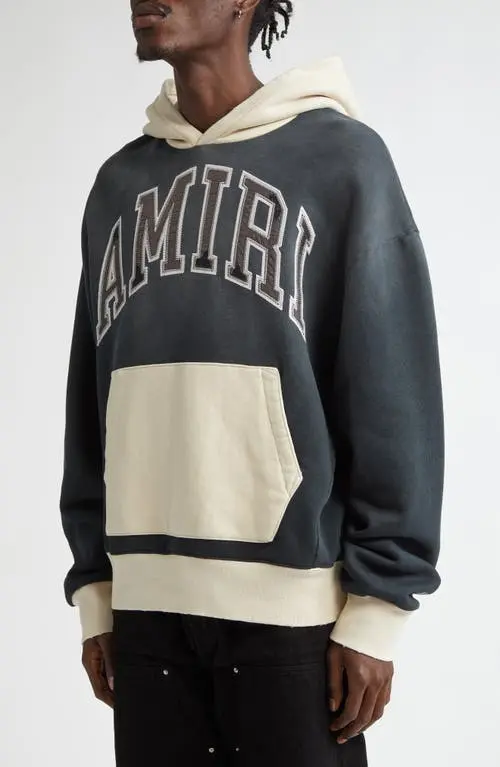 Amiri Oversized Logo Colorblock Hoodie In Black - 64% Off
