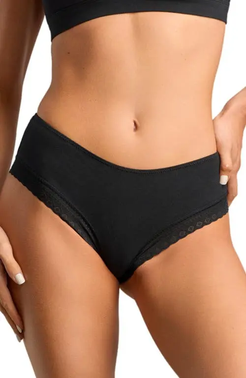 SIELLA Organic Cotton Lace Cheeky - Black