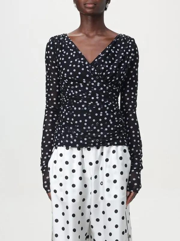 Dolce & Gabbana Polka Dot Mesh Top - White