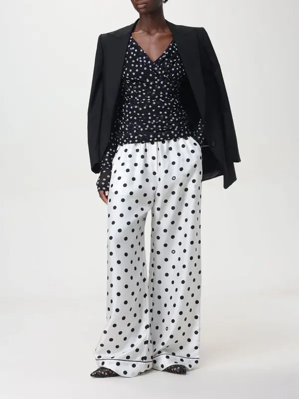 Dolce & Gabbana Polka Dot Mesh Top - White
