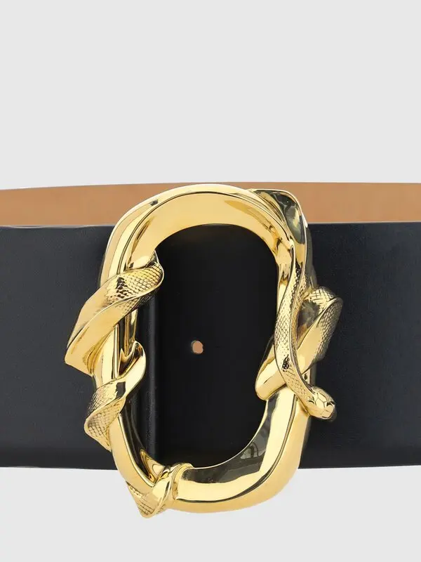 Alexander McQueen Leather Belt With Gold Tone Buckle