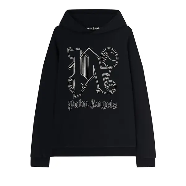 Palm Angels Monogrammed Statement Hoodie - Black
