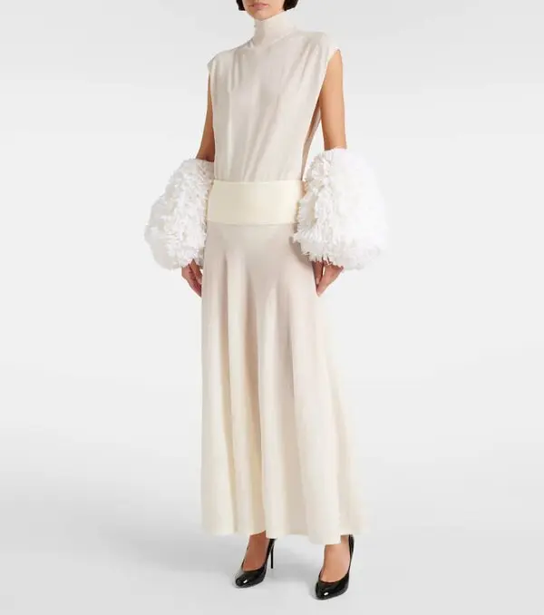 Alaïa Low-rise Virgin Wool Maxi Skirt - White