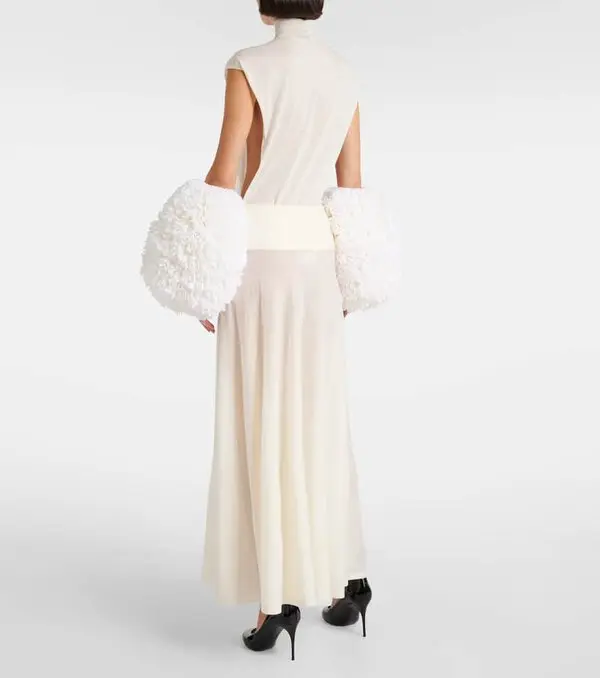 Alaïa Low-rise Virgin Wool Maxi Skirt - White