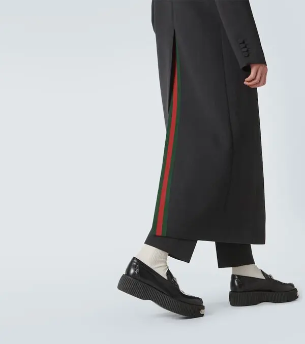 Gucci Web Stripe Wool Overcoat