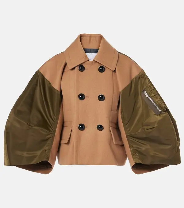 Sacai Wool And Twill Jacket - Beige