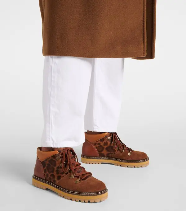 See By Chloé Eileen Leopard-print Lace-up Boots