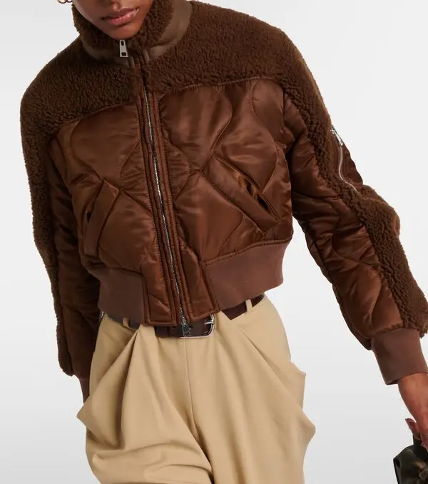 BLANCHA Quilted Shearling Bomber Jacket