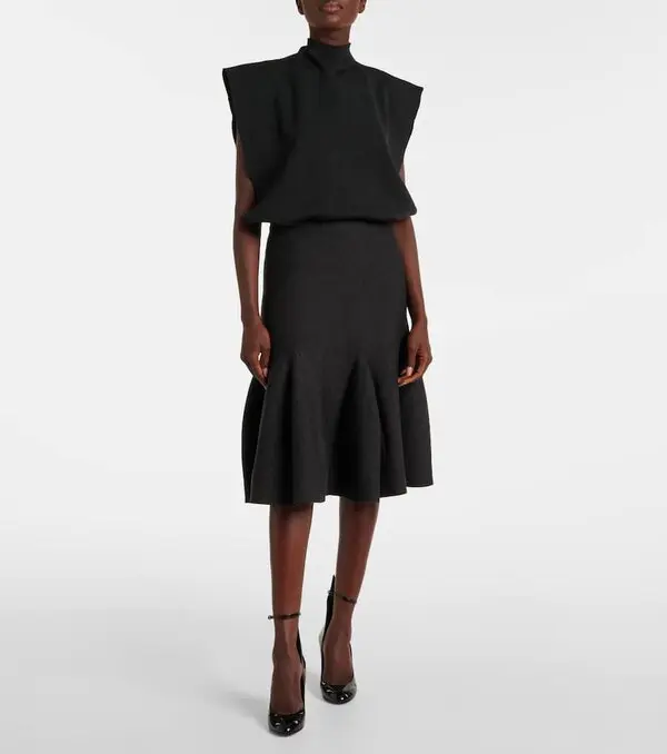 Alaïa Wool-blend Midi Skirt