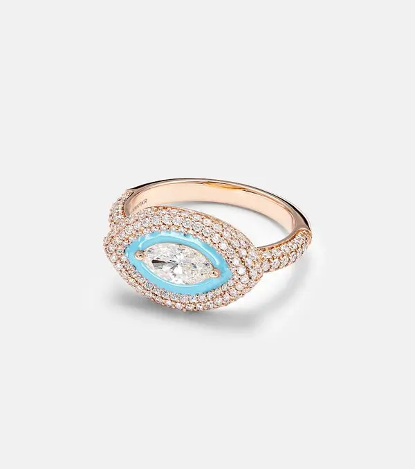 KAMYEN Marquise Eye 18kt Rose Diamond Pinky Ring - Gold