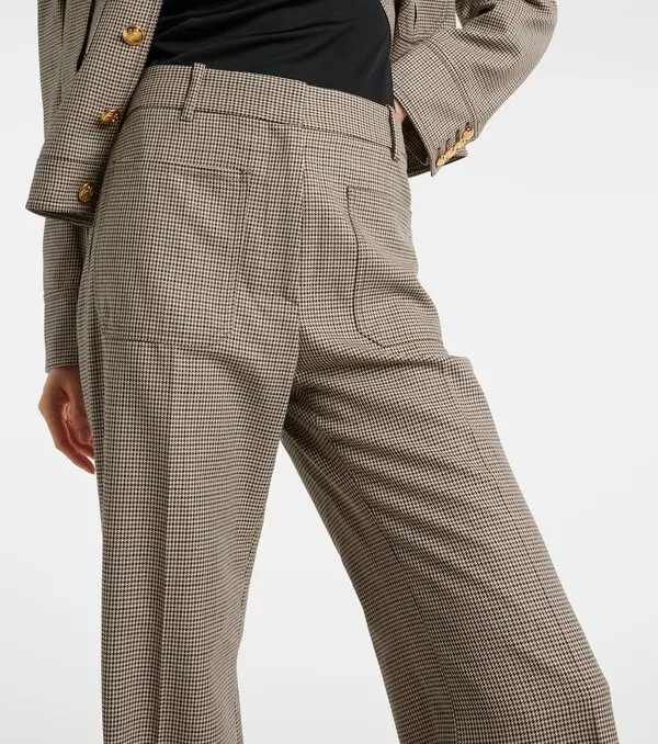 NILI LOTAN Christophe Virgin Wool Flared Pants - Brown