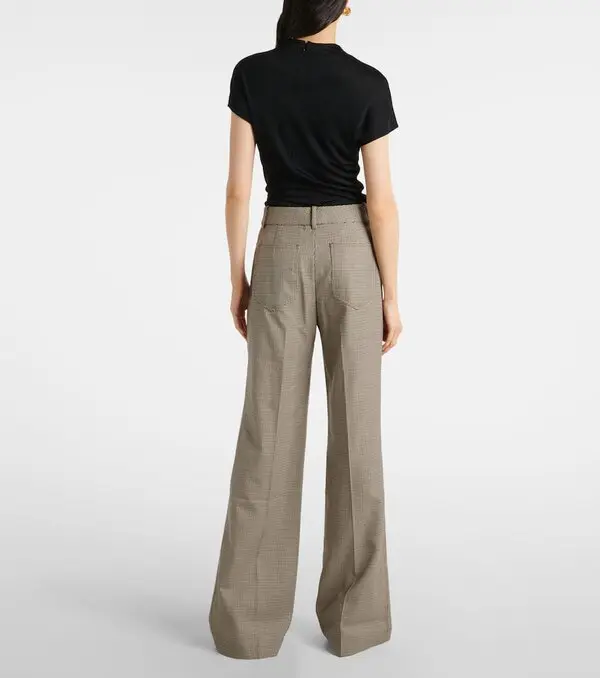 NILI LOTAN Christophe Virgin Wool Flared Pants - Brown