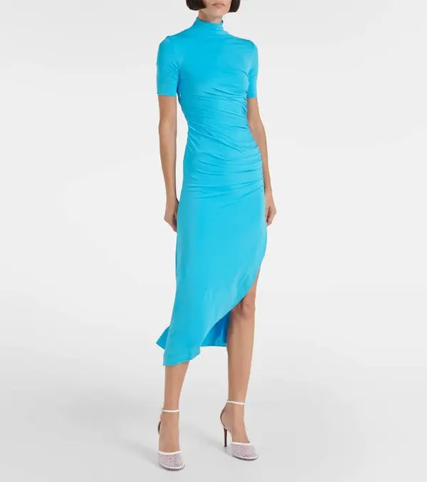 Alaïa Draped Asymmetric Midi Dress - Blue