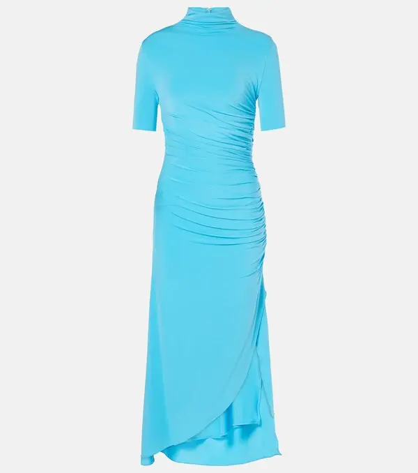 Alaïa Draped Asymmetrical Midi Dress - Blue